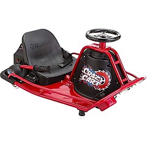 Razor Crazy Cart - 24V Electric Drifting Go Kart - Variable Speed, Up to 12 mph, Drift Bar for Controlled Drifts, One Size, Black/Red