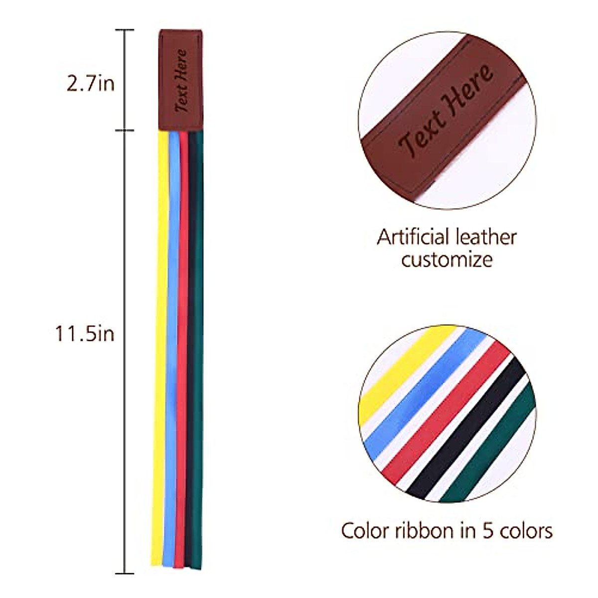 Bible Bookmark, 2 Pcs Personalized Leather Bookmark with Text, with Colorful Ribbons Bookmark for Books (2)