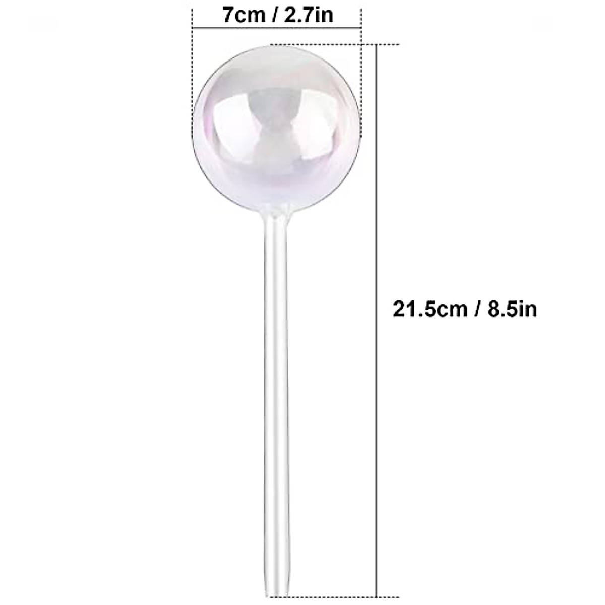 [2 PCS] Light Iridescent Rainbow Gradient Color Clear Glass Self-Watering System Spikes, Aqua Globes Automatic Plant Waterer Bulbs