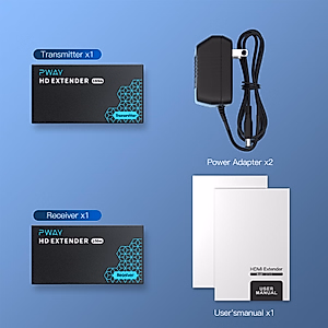 PWAY HDMI Extender 500ft Over Single Cat5e/6, One to Multiple Monitors by Gigabit Ethernet Switch, Full HD 1080P@60Hz Video Extended