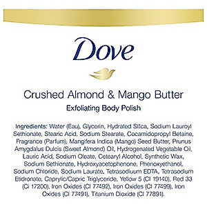 Dove Exfoliating Body Polish Body Scrub Exfoliating Scrub for Dry Skin Crushed Almond and Mango Butter Gently Exfoliates to Reveal Healthy Skin 10.5 Ounce (Pack of 4)