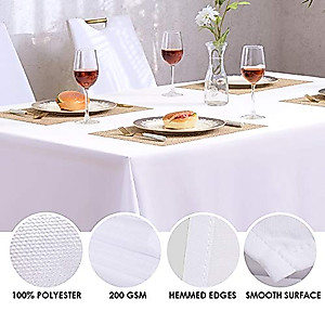FURNLIK EVENTSDECO White Tablecloth Rectangle Table Cloth Polyester 60x84 Wrinkle Resistant, Stain Resistant Table Cloths for Banquet Vendor Wedding Buffet and Party