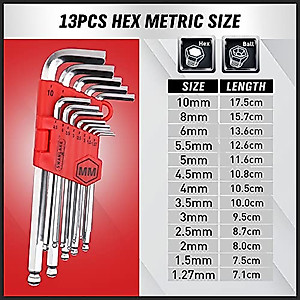SWANLAKE Allen Wrench Set, Hex Key Set Long Arm Ball End Hex Wrench Set, Inch/Metric/Torx T Handle Allen Wrench Set