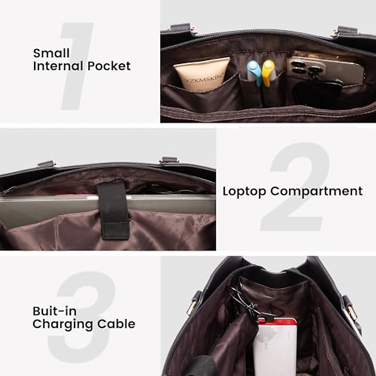 LOVEVOOK Laptop Bag for Women, Large Computer Tote Bag Handbag Shoulder Bag With Clutch Purse, Business Work Briefcase Travel Bag, 2 PCs 15.6-inch, Black-White