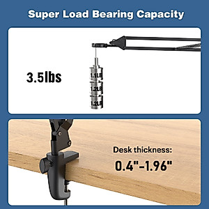 Hayve Microscope Arm Stand，Adjustable Metal Bracket with Clamp and Grommet Base，Coin Microscope Mount ，Compatible with Model DM4 DM9 MS1 MS3& Most 4.3'',7'' Digital Microscopes (1.37inch(for DM9-H))
