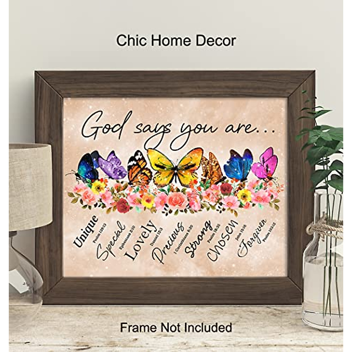 God Says You Are Wall Art - Boho Decor - Christian Inspirational Encouragement Gifts for Women - Bible Verses, Psalms, Scripture Wall Decor - Catholic Religious Gifts - Positive Motivational Quotes