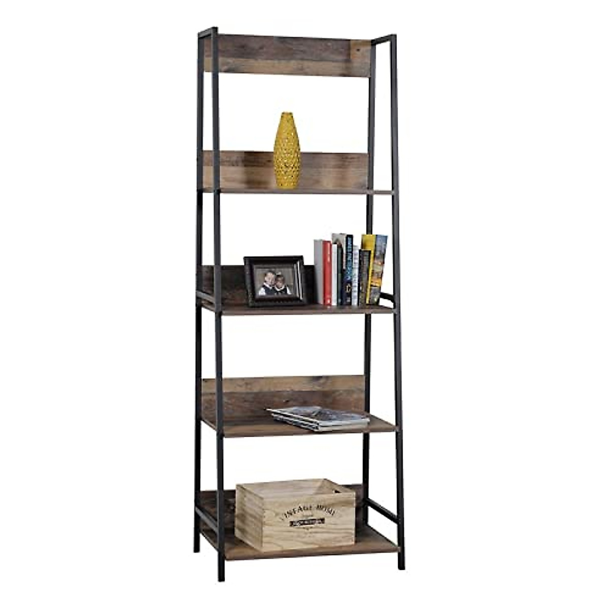 OS Home and Office ladder bookcase, Rustic Planked Knotty Pine