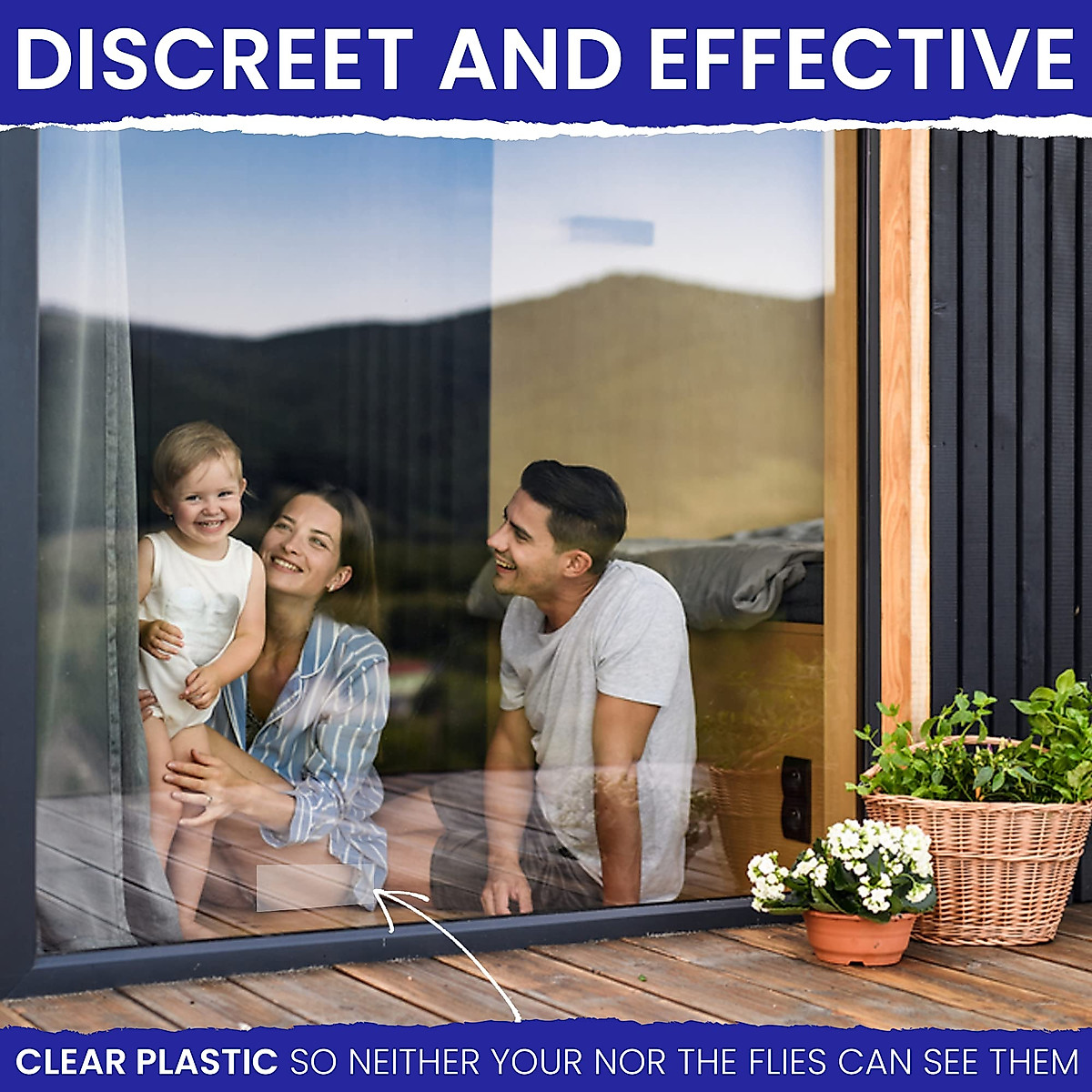 Window Fly Traps Indoor Clear 15pk Strips Indoor. The Only Double Strip Trap for Home. Paper Catchers Inside Home Flypaper House Killer Bug Catcher