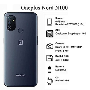 OnePlus Nord N100 LTE 4GB(RAM)+64GB 90Hz Display (T-Mobile/Sprint Unlocked) BE2012 Long Lasting Battery Smartphone - Midnight Frost (Renewed)