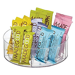 iDesign Cabinet Binz Divided Rotating Turntable Tea Packet Organizer, 9" x 9" x 3.01", Clear