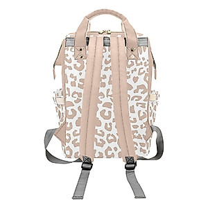 Yeshop Leopard Print Brown Personalized Diaper Bag Backpack Tote with Name,Custom Travel Nappy Mommy for Baby Girl Boy Gift, 10.83 inch * 6.69 inch* 15 inch