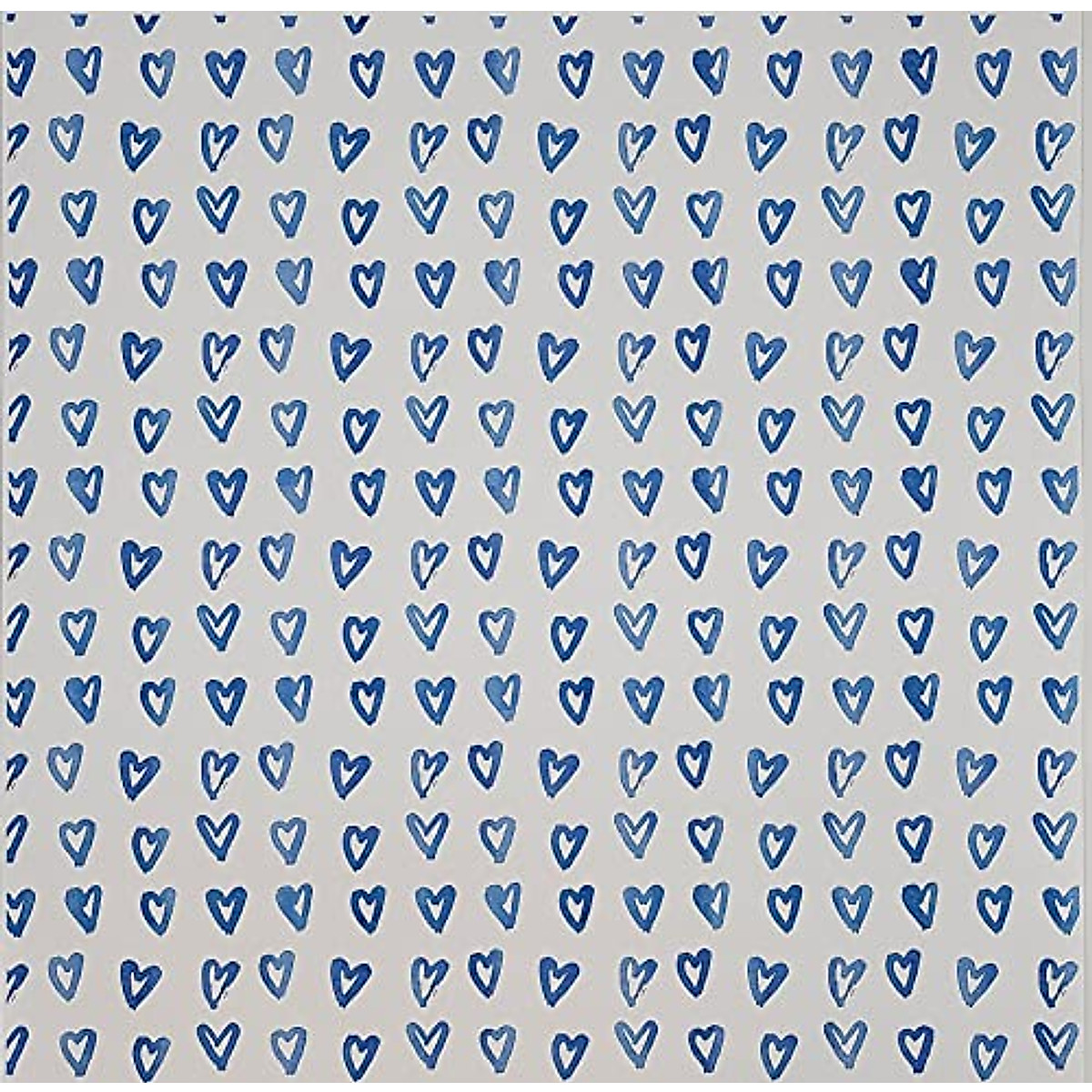 Blue Watercolor Hearts on White Gift Wrapping Paper - 24"x10'