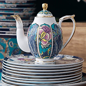 Table Service Crockery SetFine Dinner Set,Dinner plate Dinnerware Set, 50 Piece Upscale Ceramics Dinner Set - Bowl/Dish/Soup Pot | Bone China Porcelain Combination Set Suitable for housewarmingurant