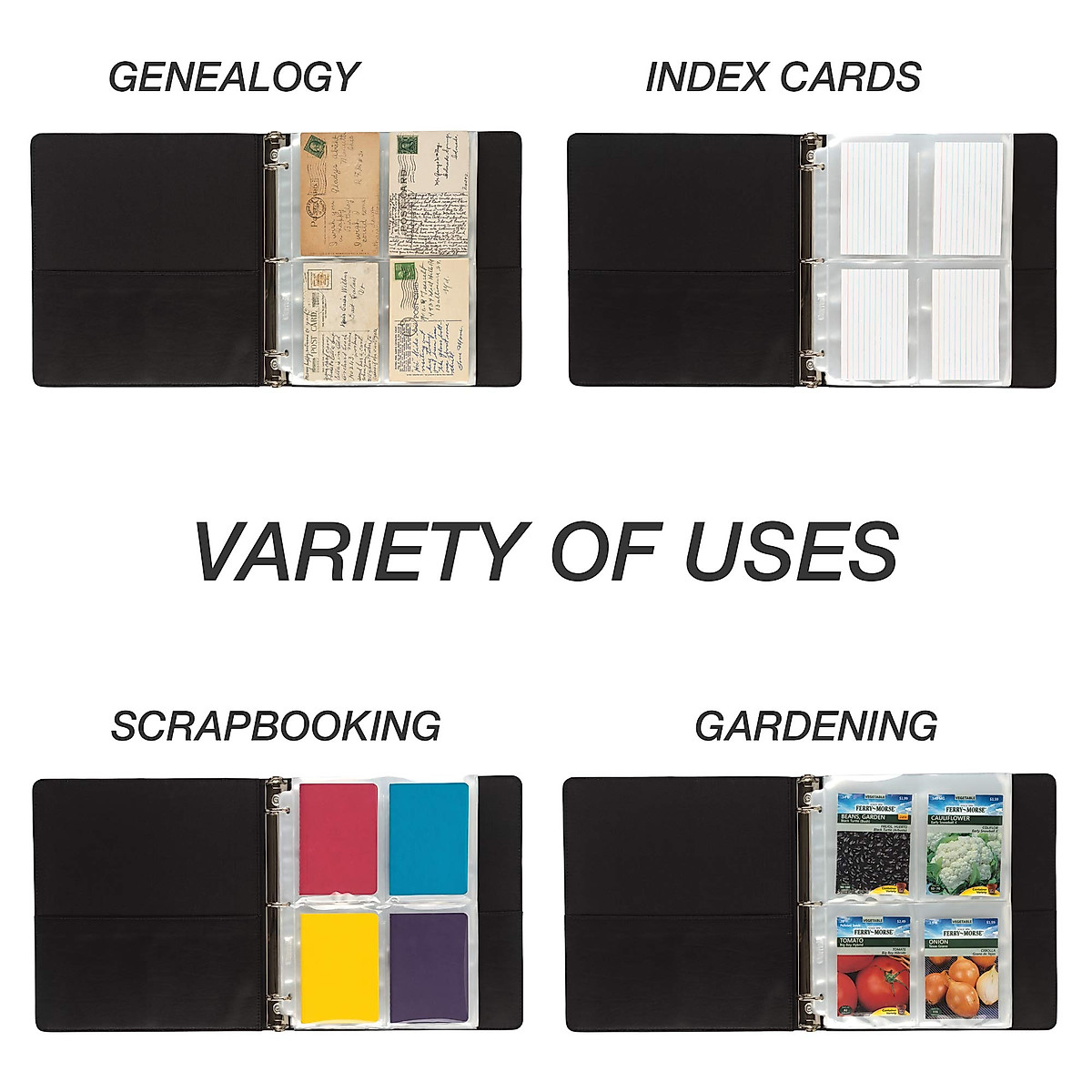 Samsill 50 Pack 4 Pocket Garden Seeds Storage Clear Sheet Protectors, Card Protectors, Each Pocket Measures 3.5" x 5.25", Fits in Standard 3 Ring Binder