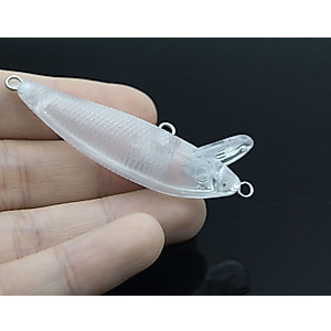 HTHYLURE 10PCS Unpainted Lure Blanks 3.74g 5.7cm with 5mm Free Fishing Eye Crankbait Baits Simulation Blank Body Clear Hard Baits Trout Salmon Minnow Lure Popper Lures Topwater Freshwater 5mm 8043
