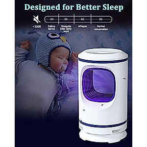 Bug Zapper Indoor, GILAYGROW Insect Trap, Fly Trap, Quiet Fruit Flies Mosquito Killer Trap, Mosquito Lamp, Electric Mosquito Zapper for Bedroom, Living Room, Office, Kitchen (White)