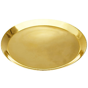 MyGift Modern Brass Plated Metal Lazy Susan Turntable, 12 Inch Rotating Tray, Pedestal Dessert Display Riser - Handcrafted in India