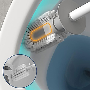 Creative Toilet Bowl Brush Floor Wall Mounted Toilet Brush Plastic Long Handle Domed Toilet Cleaner Brush with Holder Set