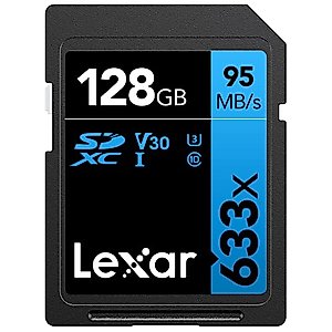 Lexar Professional 633x 128GB SDXC UHS-I Card, Up To 95MB/s Read, for Mid-Range DSLR, HD Camcorder, 3D Cameras, LSD128GCB1NL633 (Product Label May Vary)