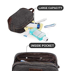 emissary Travel Toiletry Bag for Men, Leather and Canvas Toiletry Bags, Dopp Kit for Men, Travel Bathroom Bag Men's Shaving Kit, Travel Kit Small Bag for Men, Shaving Bag for Travel Accessories (Gray)