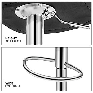 MoNiBloom Barstools Set of 2, Square PU Leather Adjustable Bar Stools with Back, Counter Height Swivel Stool, Barstools for Kitchen Counter, White