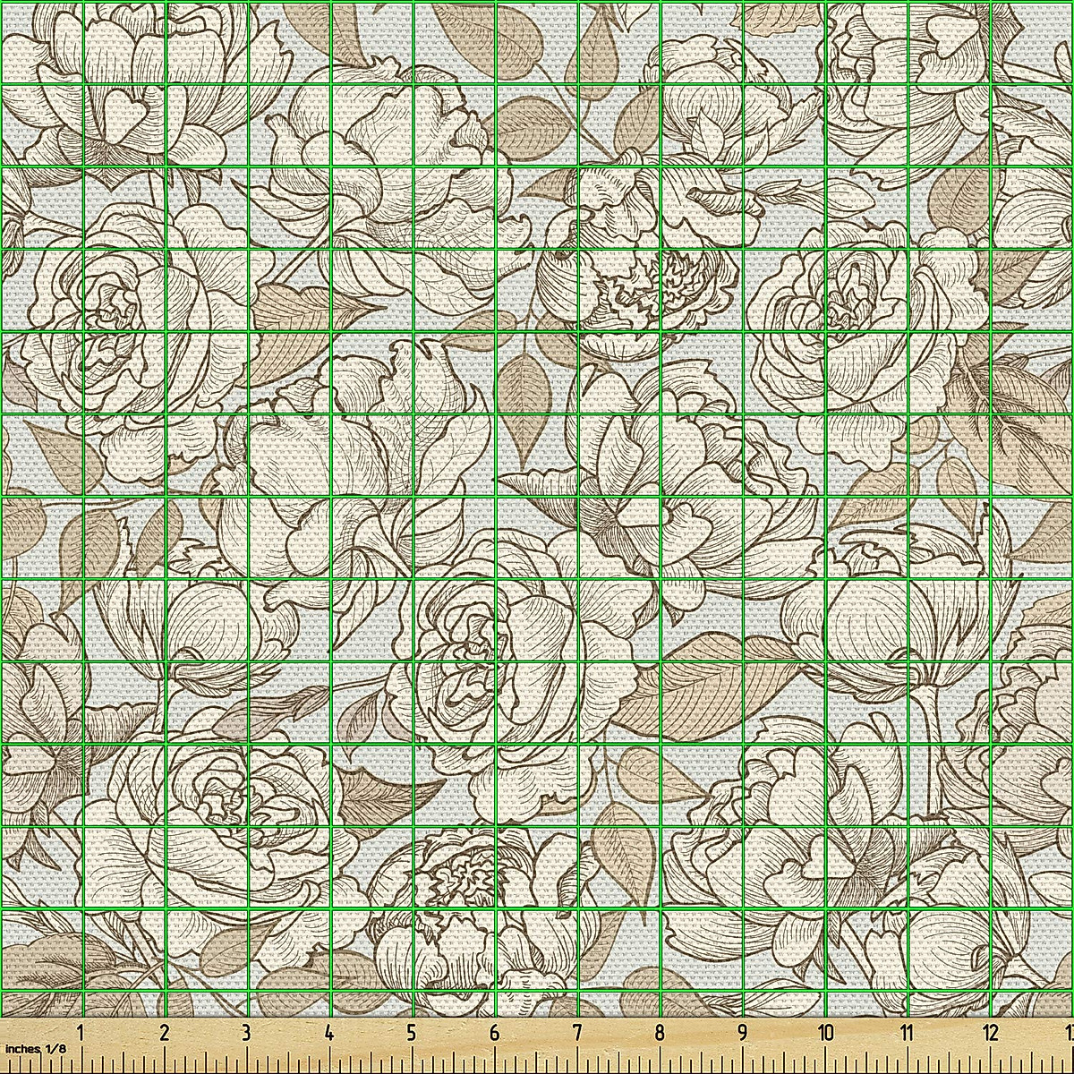 Ambesonne Beige Fabric by The Yard, Floral Ornamental Pattern with Wedding Bouquet Blossoming Nature Botanical Print, Decorative Fabric for Upholstery and Home Accents, Dust Beige Tan