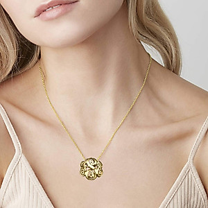 LONAGO 3D Monogram Necklace Personalized, Customize Three Initial Pendant Necklace Monogrammed Jewelry Gift for Women