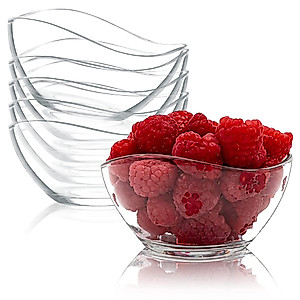 Vikko Glass Bowls, Set of 6 Decorative Glass Dessert Bowls, 10 Ounce Glass Dish for Dessert, Candy, Kitchen Prep, Dishwasher Safe