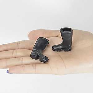 Set of 2, 1:12 Dollhouse Miniature Umbrella with Rain Boots(Black)