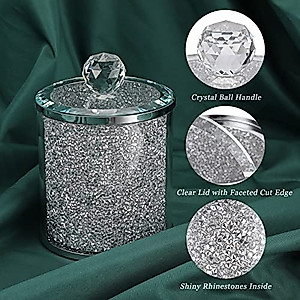 JUXYES Sparkle Glass Crushed Diamonds Canister for Sugar Coffee Tea, Luxurious Diamond Style Storage Containers Sets with Lids Decorative Storage Jar for Kitchen Counter Dining Room