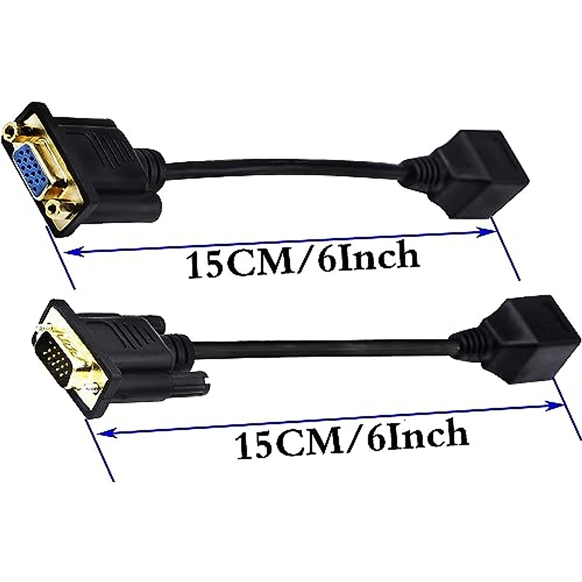 zdyCGTime RJ45 to VGA Cable, VGA 15-Pin Port Female&Male to RJ45 Female Cat5/6 Ethernet LAN Console for Multimedia Video（15CM/6Inch） 2Pack
