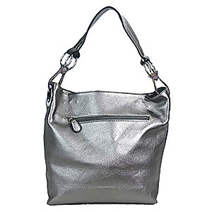 Zzfab Rhinestone Band Hobo Bag Bling Purse Pewter
