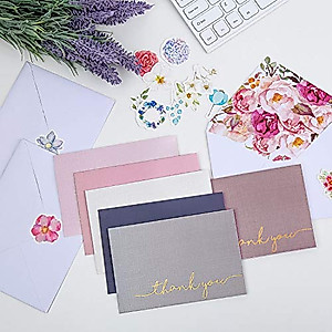 Thank You Cards-48 Bulk Blank Gold Foil Sets(6 Colors) Blank Greeting Cards for Baby & Bridal Shower, Appreciation,Wedding & Birthdays