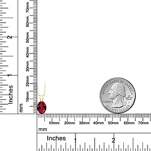 Gem Stone King Oval Red Created Ruby 1.50 Ct 14K Yellow Gold Pendant With Chain