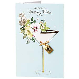 Birthday Card for Her - Birthday Cards Female - Friend Birthday Card- Elegant Floral Cocktail Design