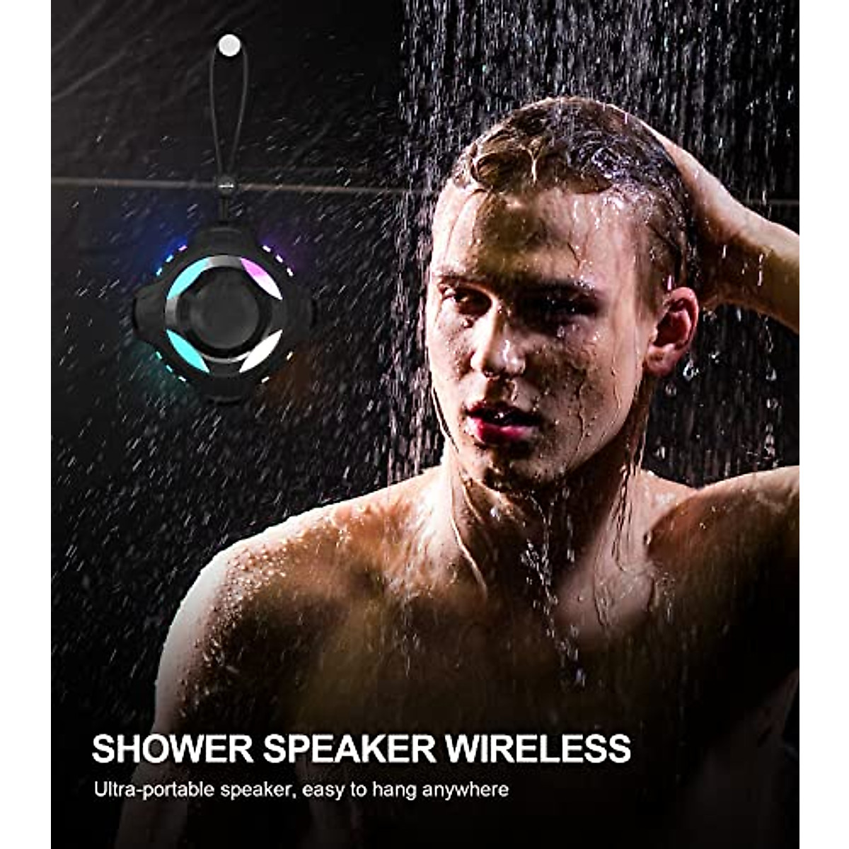 Waterproof Bluetooth Speaker IPX7, Shower Speaker with Multi-Color Light,Floating, Loud HD Stereo Sound, Robust Bass, Portable Speaker with 24H Playtime for Kayak Canoe Beach Trip, Gifts for Men,Women
