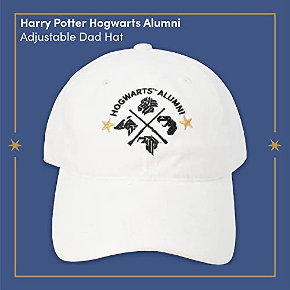 Harry Potter Hogwarts Alumni Adjustable Dad Hat, White, One Size