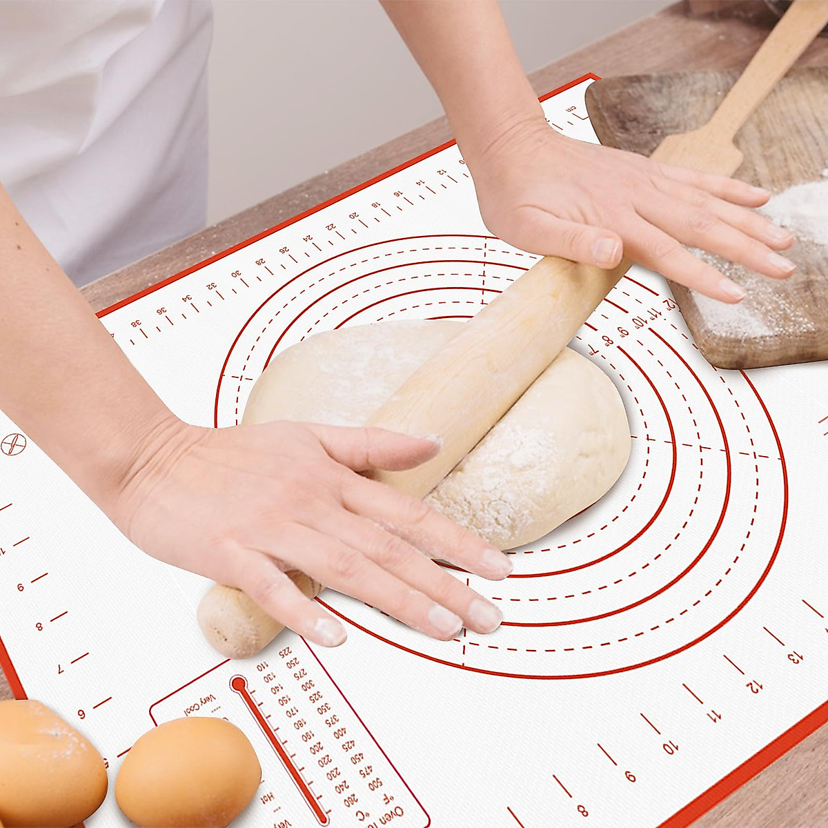 2 Pack Silicone Baking Mat, 24" x 16"Extra Thick Large Non Stick Pastry Mat Sheet for Dough Pie Crust Rolling Mats for Making Cookies Macarons Bread Baking Supplies, Easy to Clean