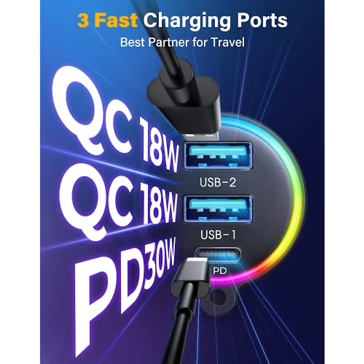 Bluetooth 5.3 FM/AUX Bluetooth Car Adapter, JOYROOM【Air Vent Installation & Bass Boost】 3 Ports PD&QC 3.0 FM Transmitter for Car, Radio Bluetooth Receiver for Car HD Calling and Enjoy Music