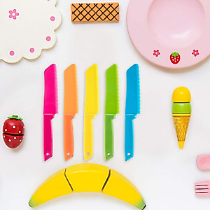 Jovitec 10 Pieces Kid Plastic Nylon Cooking Knife Set, Children Toddler Kitchen Knives, Safe Knives for Bread without BPA, Lettuce Knife and Salad Knife