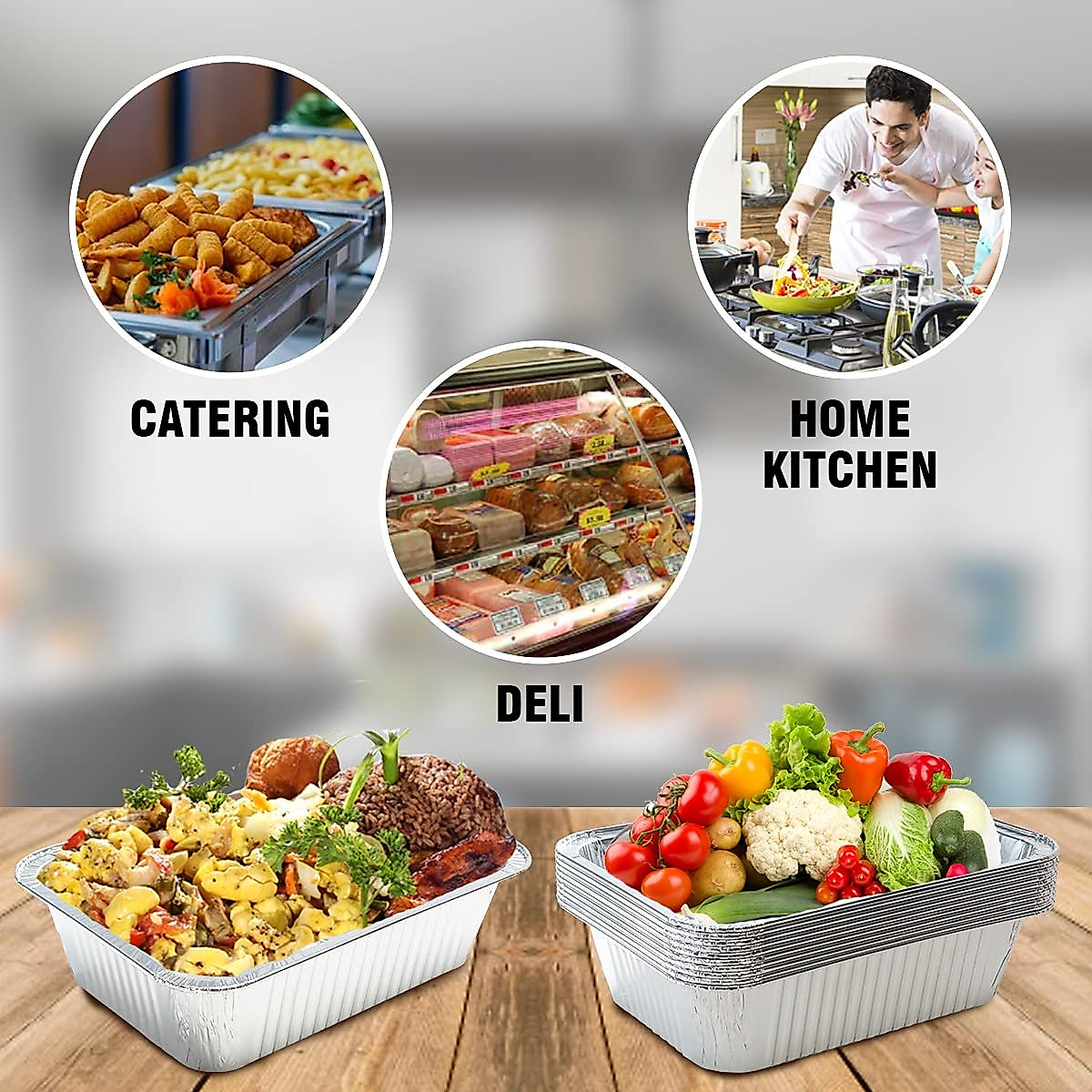 Diplastible Oblong Disposable Aluminum Pans with Lids - 10 Pack - 8.5 x 6 x 2.5 in 5-lb Pan with Foil Covers Perfect for Baking Cooking Food and Storage Container