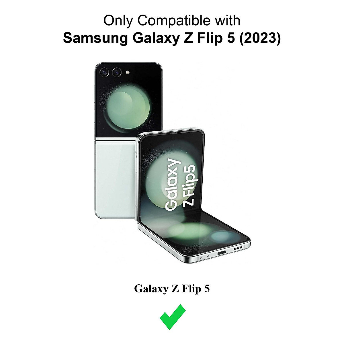 Cresee Case for Samsung Galaxy Z Flip 5 (2023) PU Leather Back & Hard PC Bumper Phone Case for Galaxy Z Flip 5 5G - Black