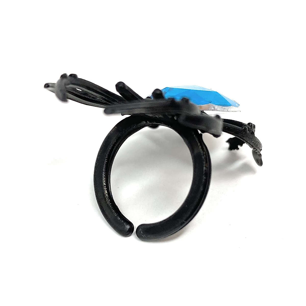 100 Bulk Halloween Spider Rings With Gems Assortment - Black Rings with Assorted Gems for Creepy Crawly Party Favors, Treats, and Cupcake Toppers