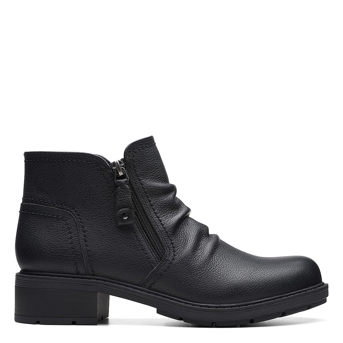 Clarks Women's Hearth Dove Ankle Boot, Black Leather, 9 Wide