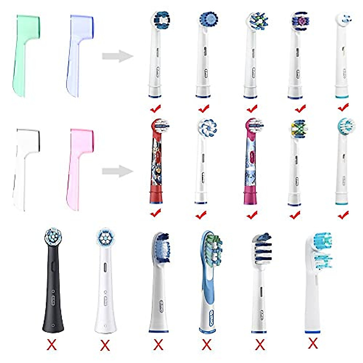 Electric Toothbrush Holder with 1 Charging Stand Slot, 1 Toothbrush Stand and 4 Toothbrush Head Stands + 4 PCS Toothbrush Head Covers for Oral B