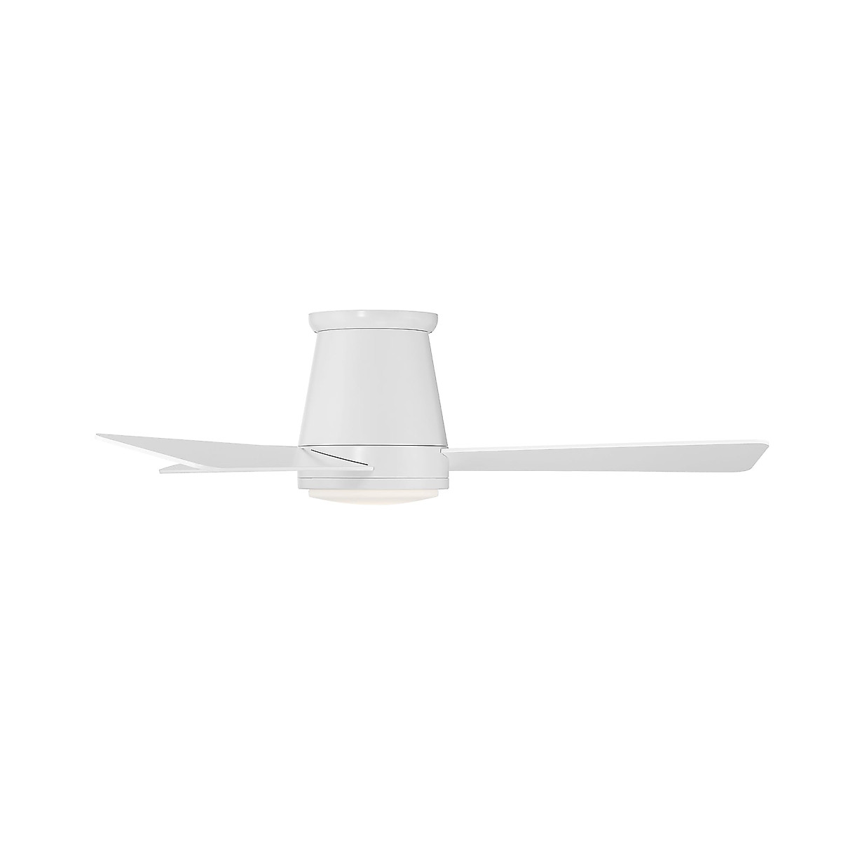WAC Smart Fans Hug Indoor and Outdoor 3-Blade Flush Mount Ceiling Fan 44in Matte White with 3000K LED Light Kit and Remote Control works with Alexa and iOS or Android App
