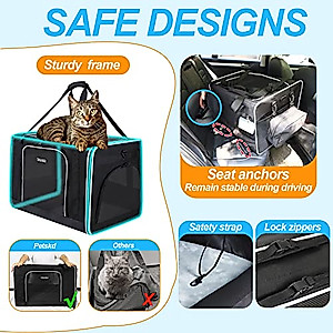 Petskd Large Pet Carrier 24"x17"x17" for Large Cats, Pet Carrier for 2 Cats or Medium Dog, Cat Carrier for Car Travel with Litter Box and Bowl, Cat Soft Carrier with Locking Safety Zipper