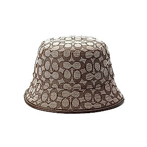 Coach Women's Signature C Jacquard Bucket Hat, Stone 1941 Saddle