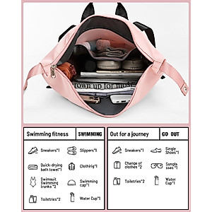 maytopia Gym Backpack for Women with Shoe Compartment & Wet Pocket Beach bag Waterproof Swim Backpack Small Workout bag (Black)