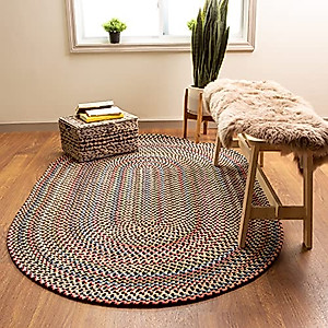 Super Area Rugs Roxbury American Made Braided Rug for Indoor Outdoor Spaces, Charcoal/Natural Multi, 2' X 3' Oval